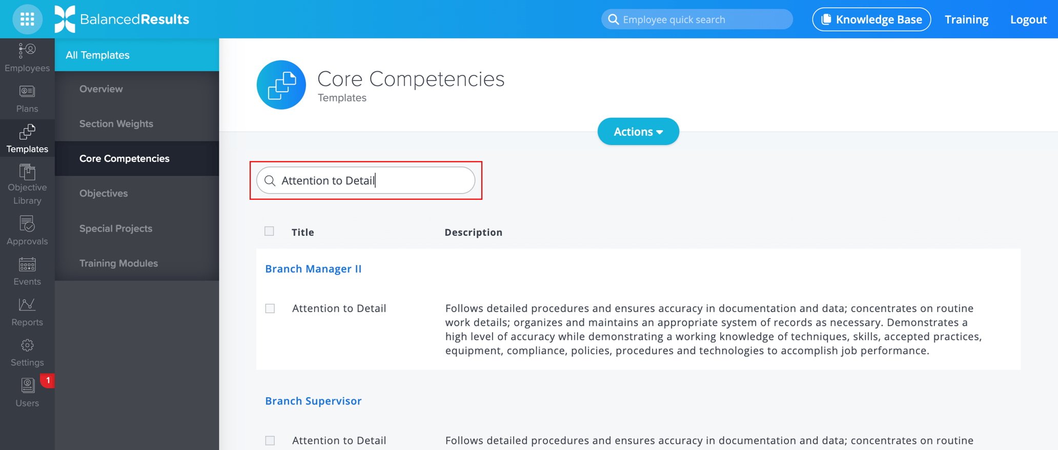 How to Edit Core Competencies en masse on Templates